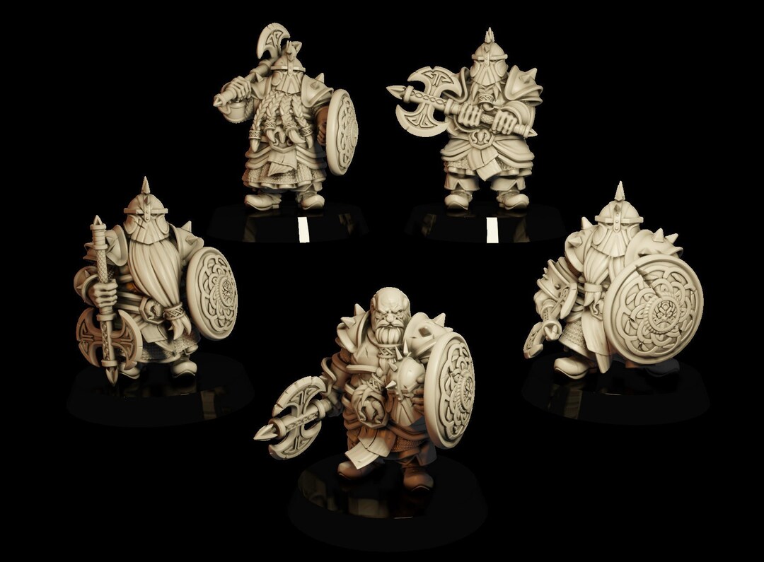 Resin 3d Printed Dwarven D&D Miniatures Dwarf Iron Guard Fighter ...