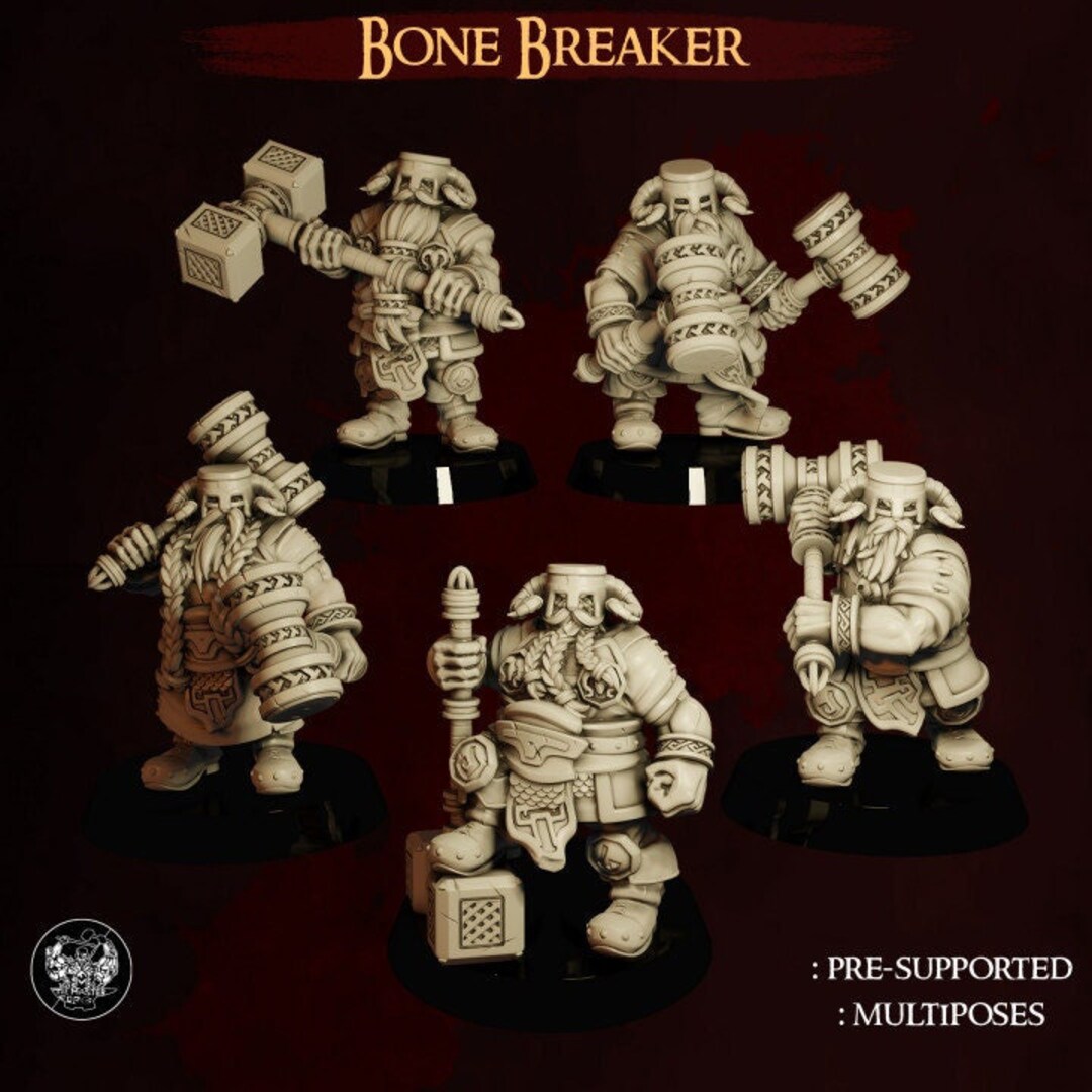 Resin 3d Printed Dwarven Dnd Miniature Dwarf Bone Breaker Dwarf Warrior ...