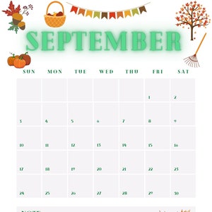 SEPTEMBER-INSTANT DOWNLOAD Calendar - Etsy