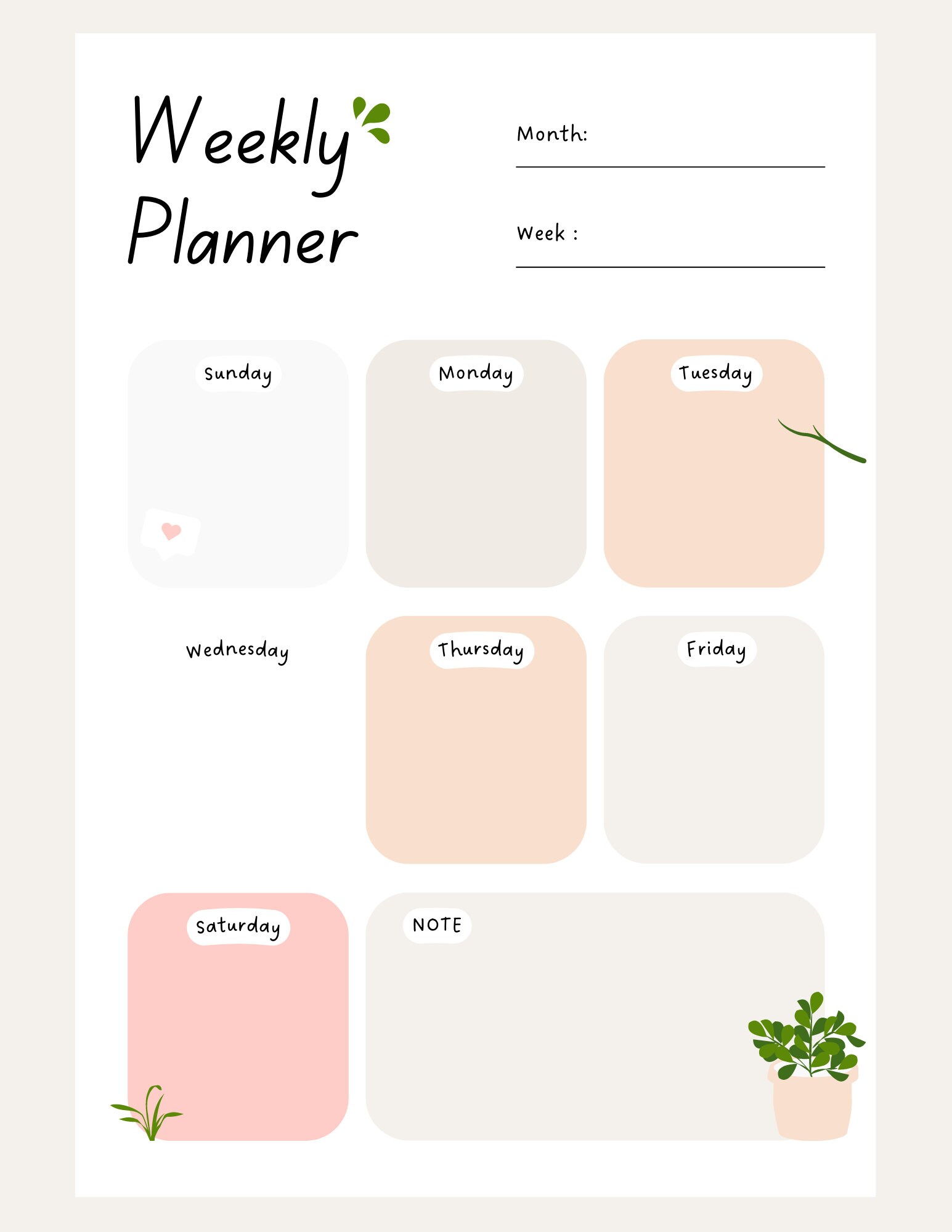 WEEKLY PLANNER BOHO Planner Page - Etsy