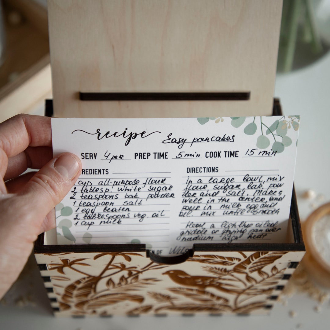 Wooden Recipe Box With Recipe Dividers for 4x6 Recipe Cards - Etsy