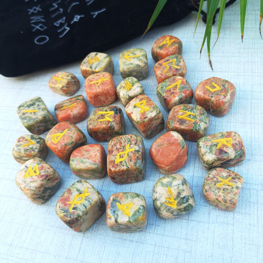 Unakite Rune Set Free Valvet Pouch Bulk Unakite Stone Rune Set - Etsy