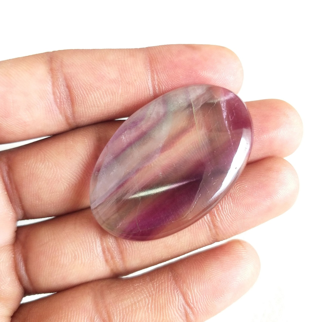 45x29x6 MM Multi Fluorite Stone Cabochon, Oval Shape 82.4 Carat ...