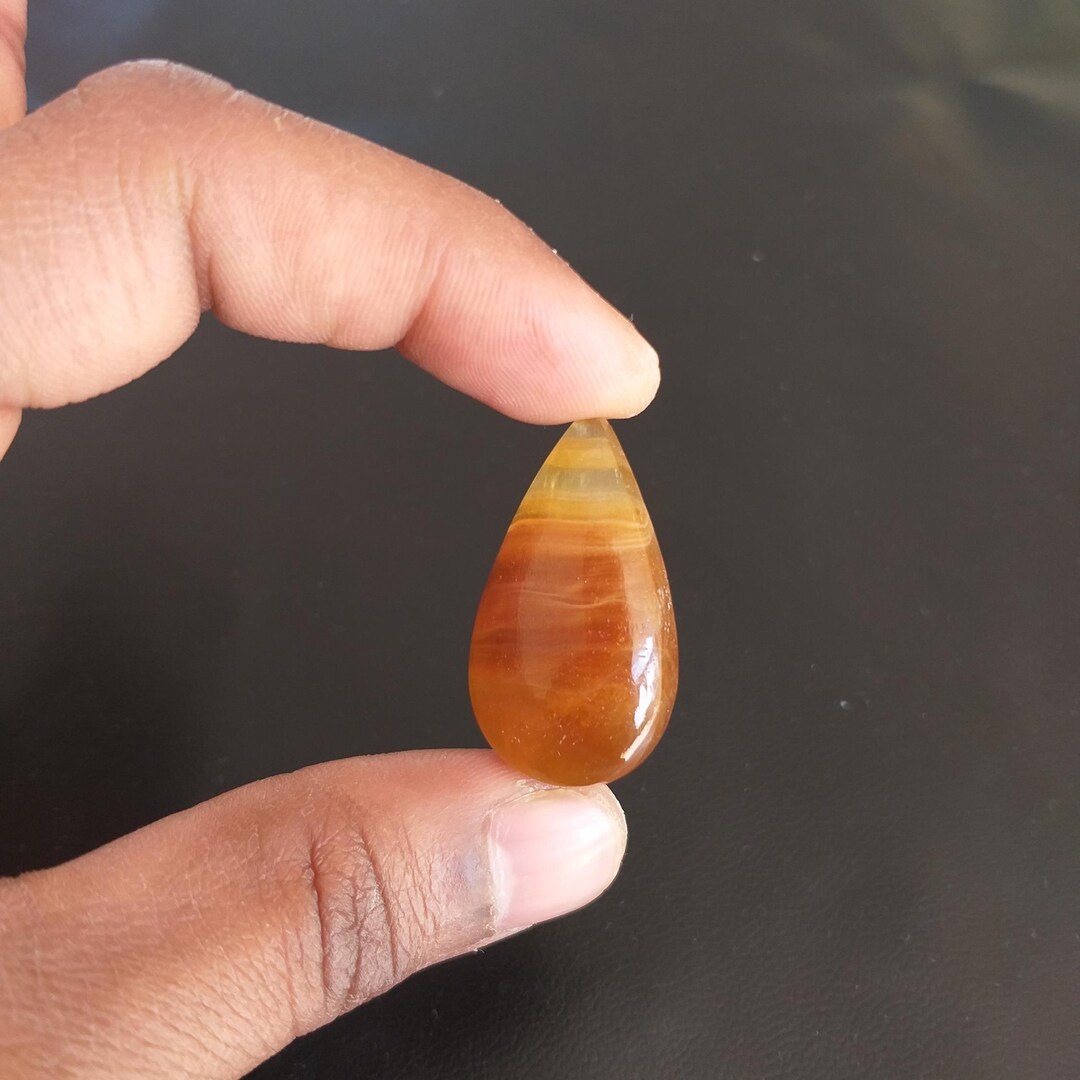 Yellow Aragonite Cabochon: Pear Shape Gemstone, 45.2 Carat - Etsy