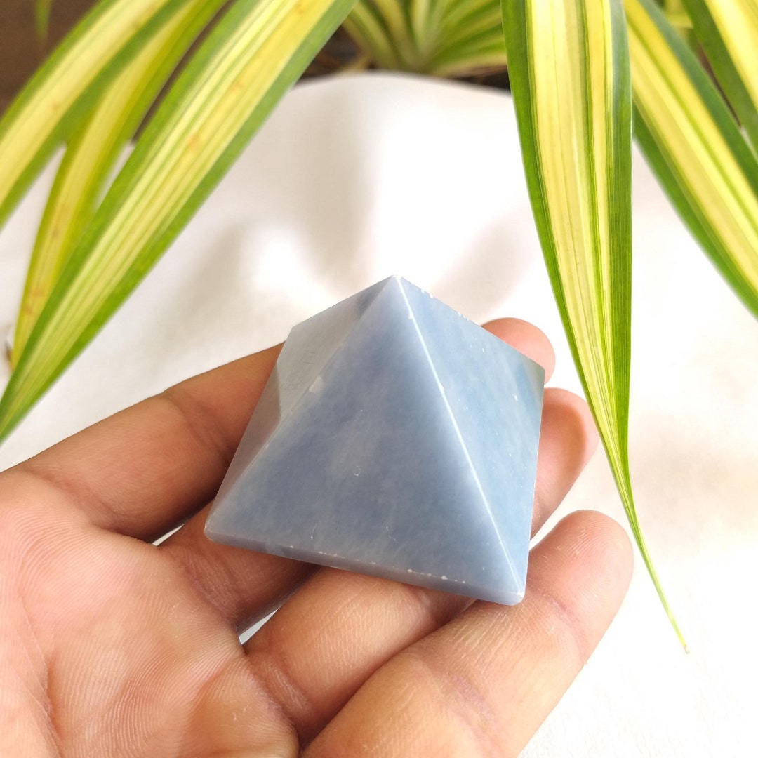 Angelite Stone Pyramid, Beautiful Handmade Pyramid, Healing Crystal ...
