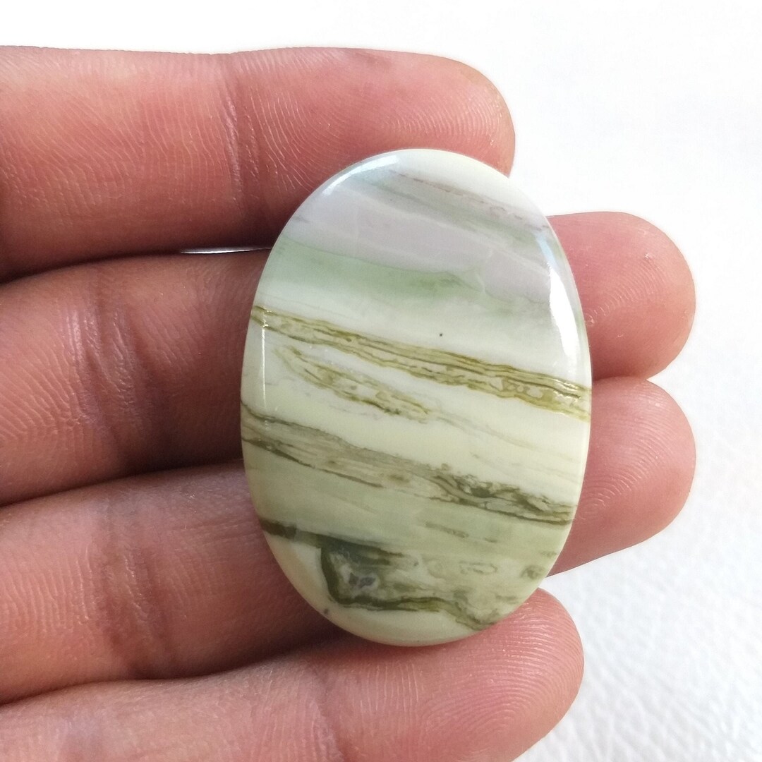 39x27x5 MM Serpentine Stone Cabochon, Oval Shape 52 Carat, Serpentine ...