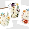 Quilled Snowman Family Greeting Card, Frameable Wall Art, Cute Holiday ...