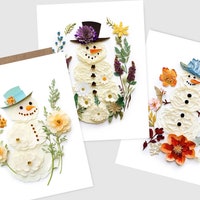 Quilled Snowman Family Greeting Card, Frameable Wall Art, Cute Holiday ...