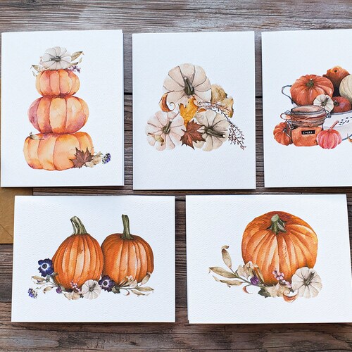 Thanksgiving Card Fall Foliage Note Cards Autumn Greeting | Etsy