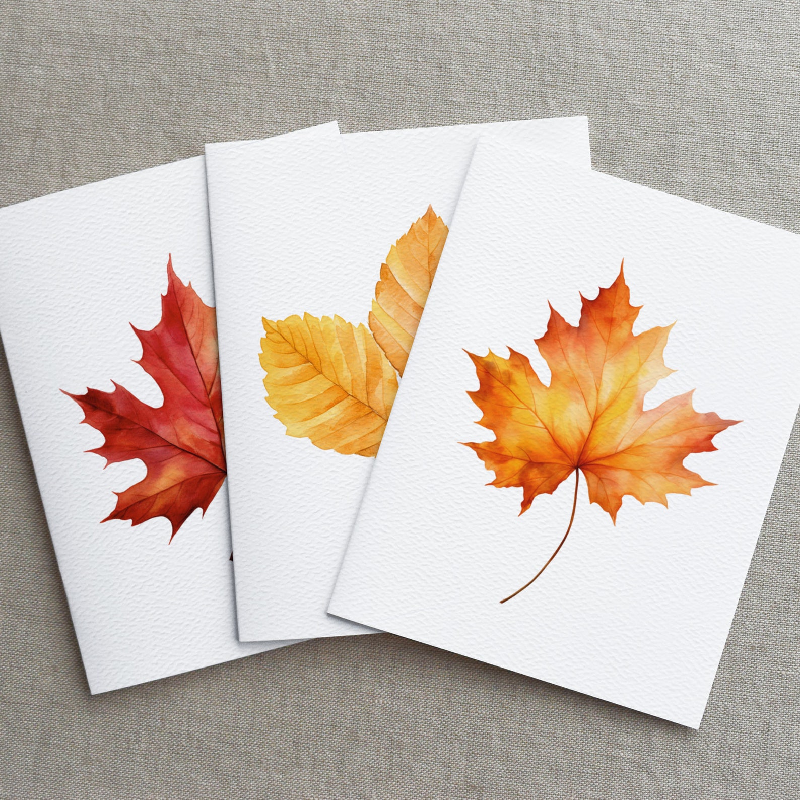Autumn Leaves Card Pack Recycled Greeting Cards Fall Cards Watercolor ...