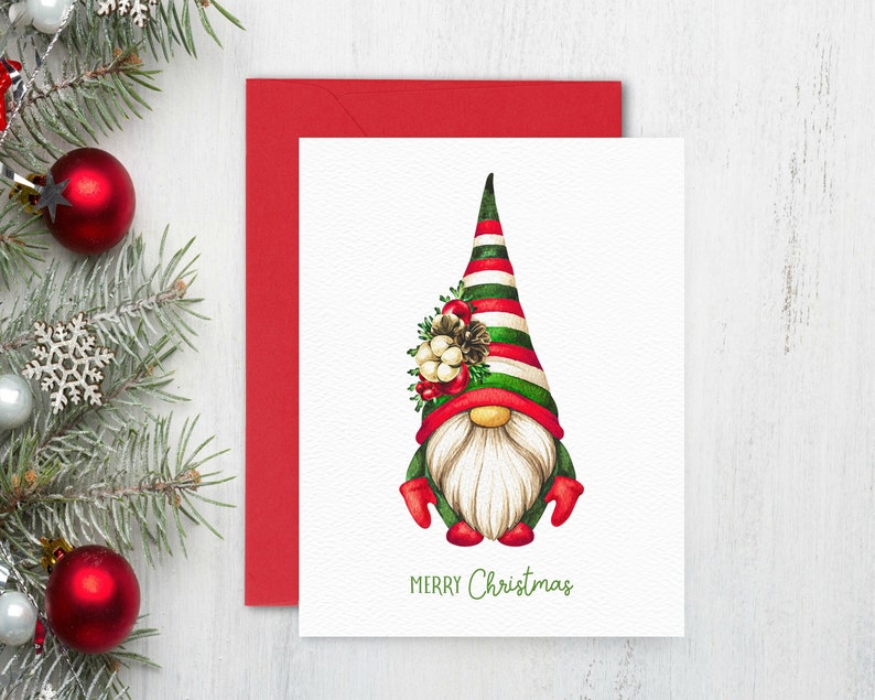 Merry Christmas Gnome Card | Eco Friendly Christmas Card or Card Set ...