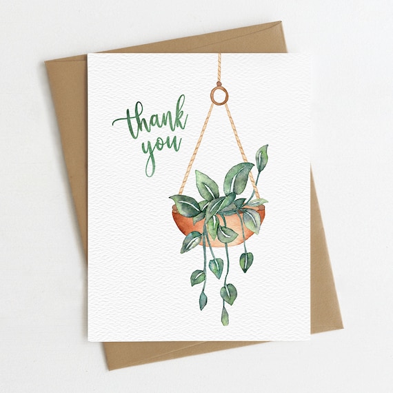Plant Thank You Card Greenery Thank You Card Plant Parents | Etsy