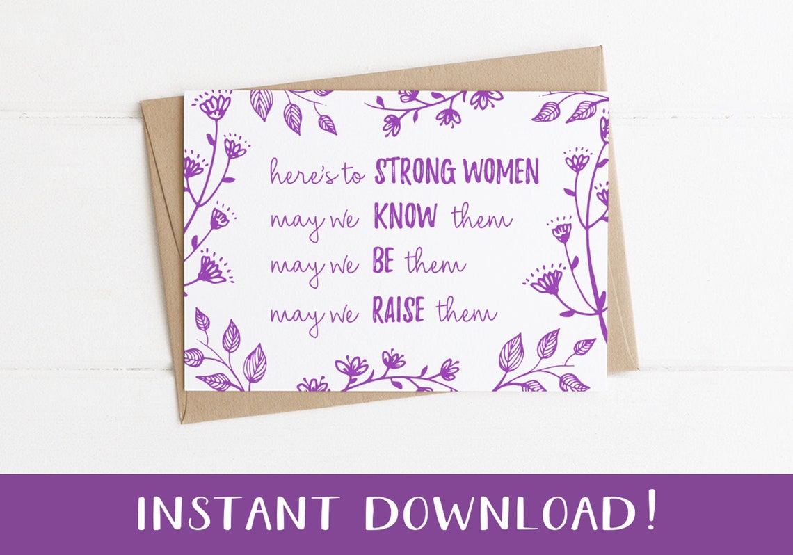 PRINTABLE Womens Empowerment Card, Strong Women, Here's to Strong Women ...