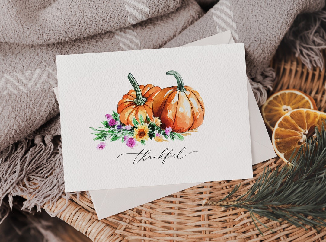 Thankful Pumpkins Card | Thanksgiving Greeting Card | Fall Thank You ...