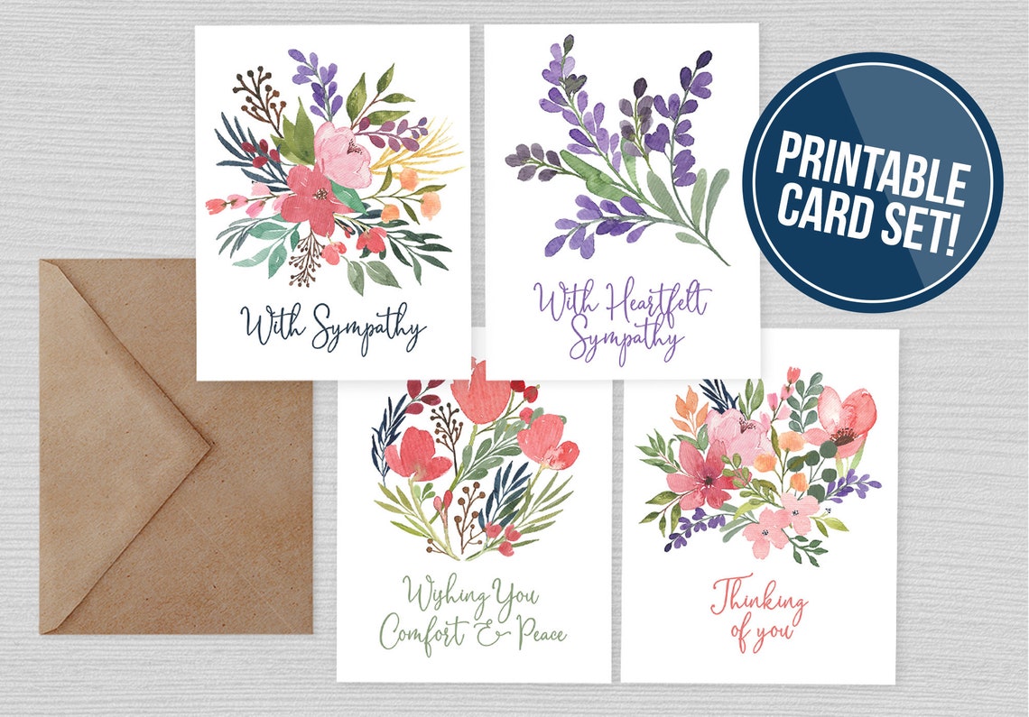 PRINTABLE Sympathy Card Set | Loss Cards | Condolence Cards | Digital ...