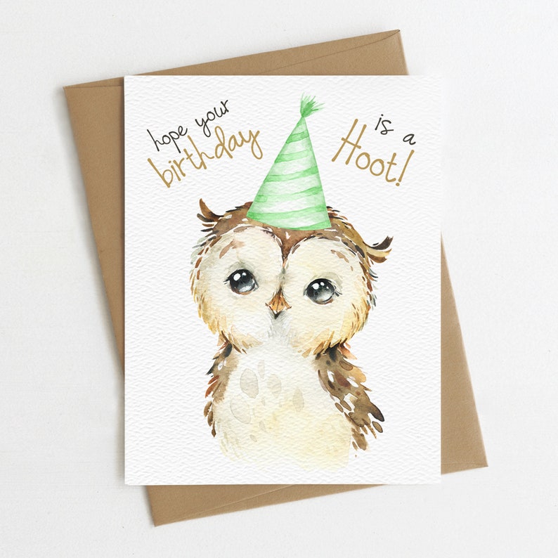Happy Birthday Card Owl Birthday Card Cute Birthday - Etsy
