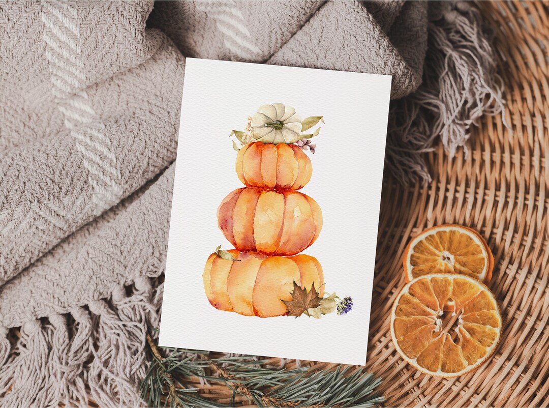 Autumn Pumpkin Greeting Card | Thanksgiving Card | Individual or Set ...