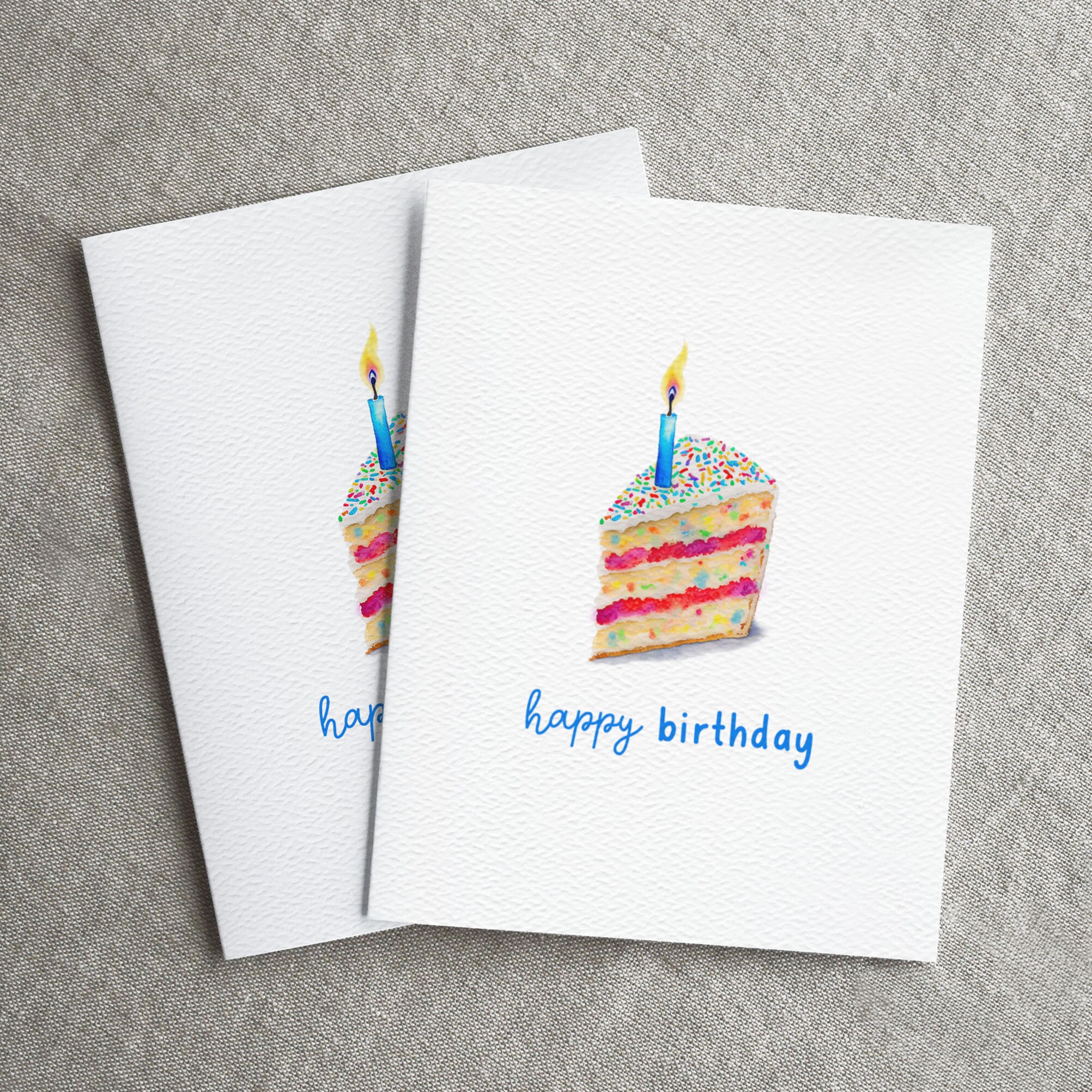 Confetti Cake Birthday Card Happy Birthday Card Simple - Etsy