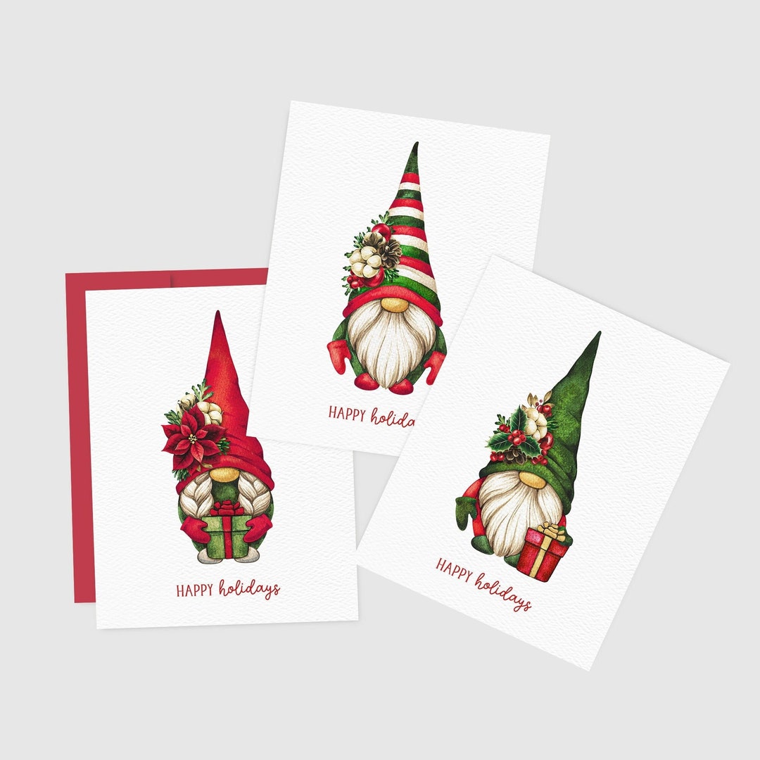 Happy Holidays Gnome Cards | Eco Friendly Card Set | Gnome Holiday ...