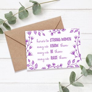 PRINTABLE Womens Empowerment Card, Strong Women, Here's to Strong Women ...