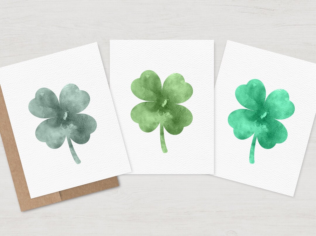 Multicolor Clovers Card Set | Shamrock Cards | St Patricks Day Card ...