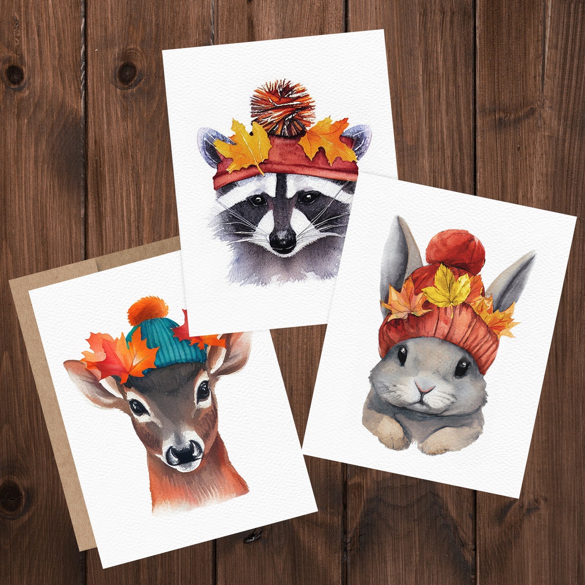 Autumn Animals Card Set Fall Card Pack Blank Inside - Etsy