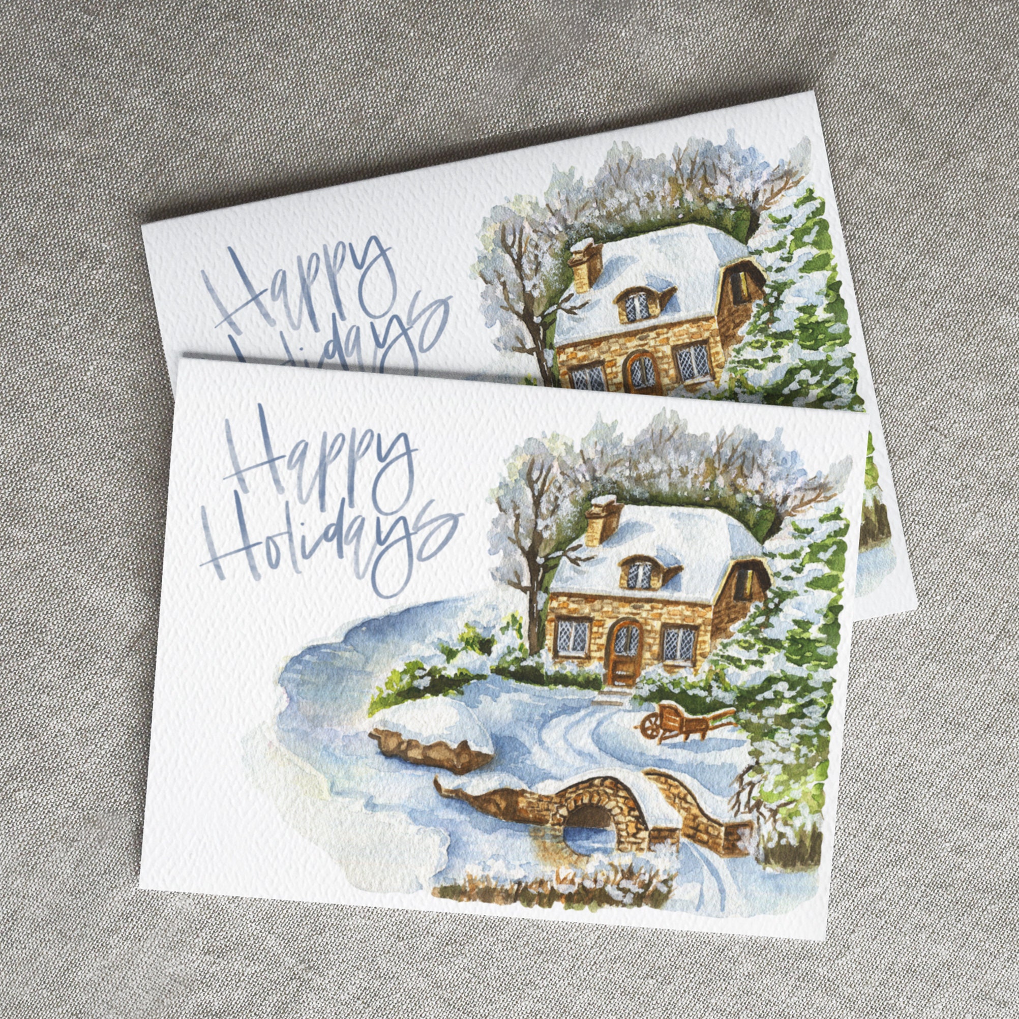 Christmas Card Set Recycled Greeting Cards Happy Holidays - Etsy