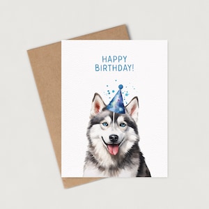 Husky Birthday Card | Happy Birthday Card | Dog Birthday Card | Blank ...