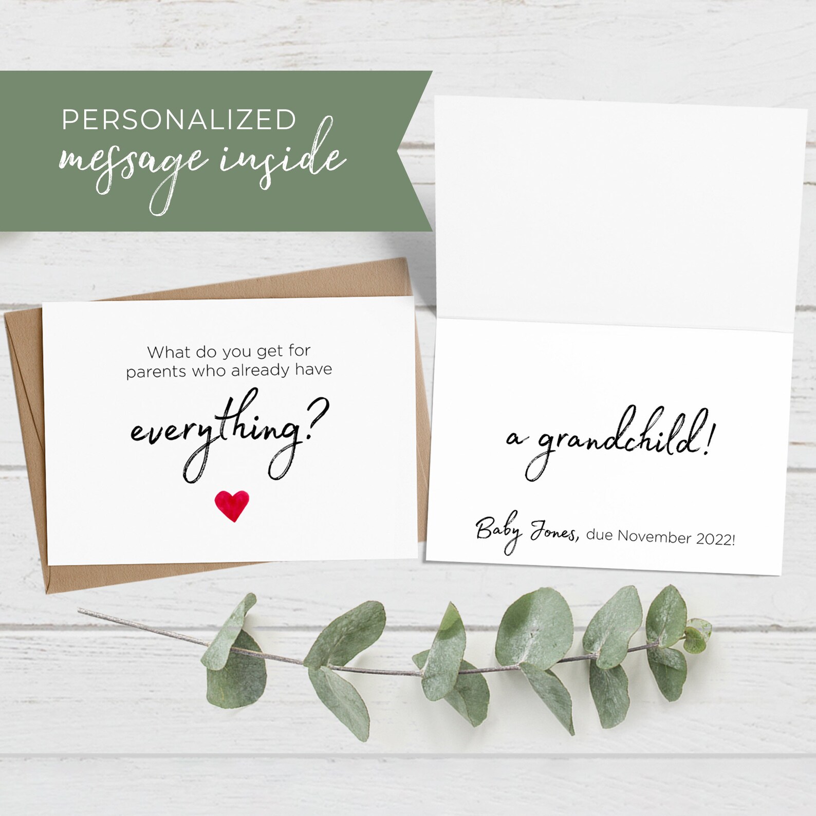 Pregnancy Card Personalized Baby Announcement Card - Etsy