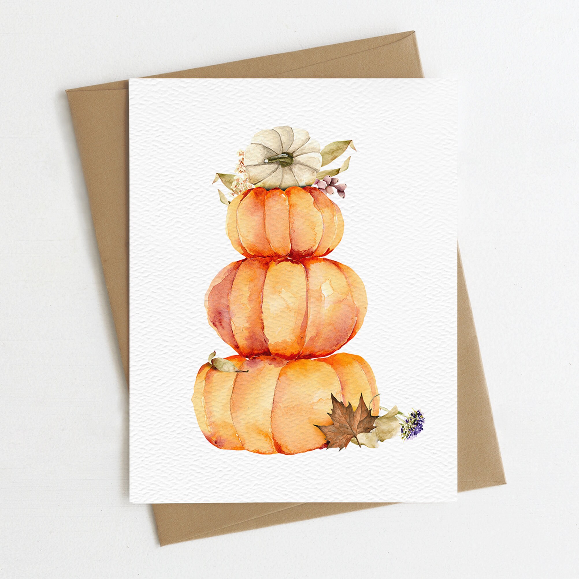 Paper & Party Supplies Greeting Cards 5X7 Card Pumpkins Fall Handmade ...