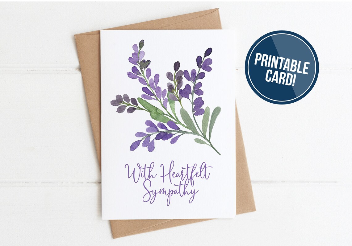 PRINTABLE With Heartfelt Sympathy Card | Condolence Card | Loss Card ...