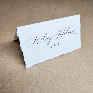 Hand Torn Edges Place Cards | Elegant Rustic Place Cards | Recycled ...