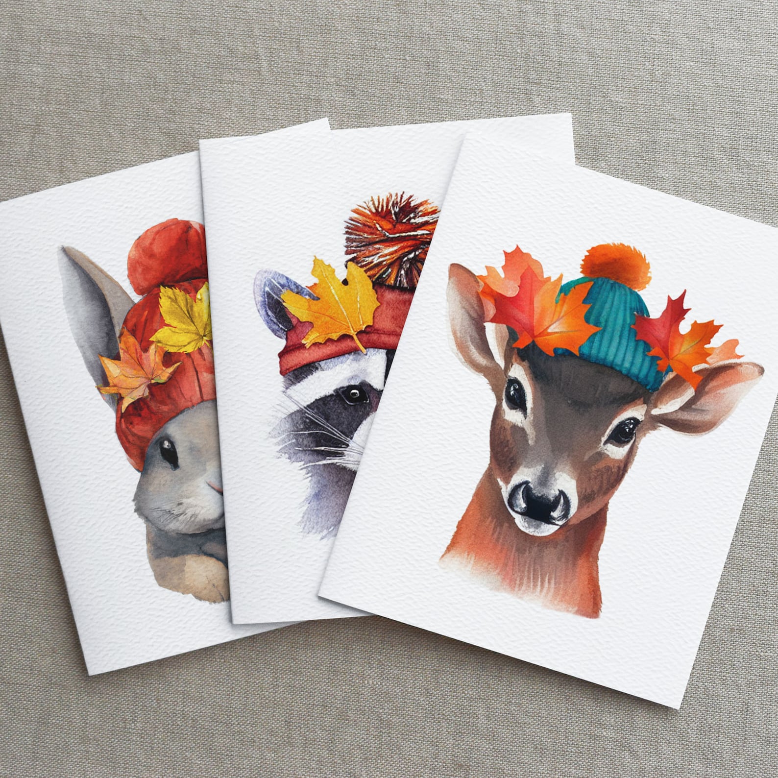 Autumn Animals Card Set Fall Card Pack Blank Inside - Etsy
