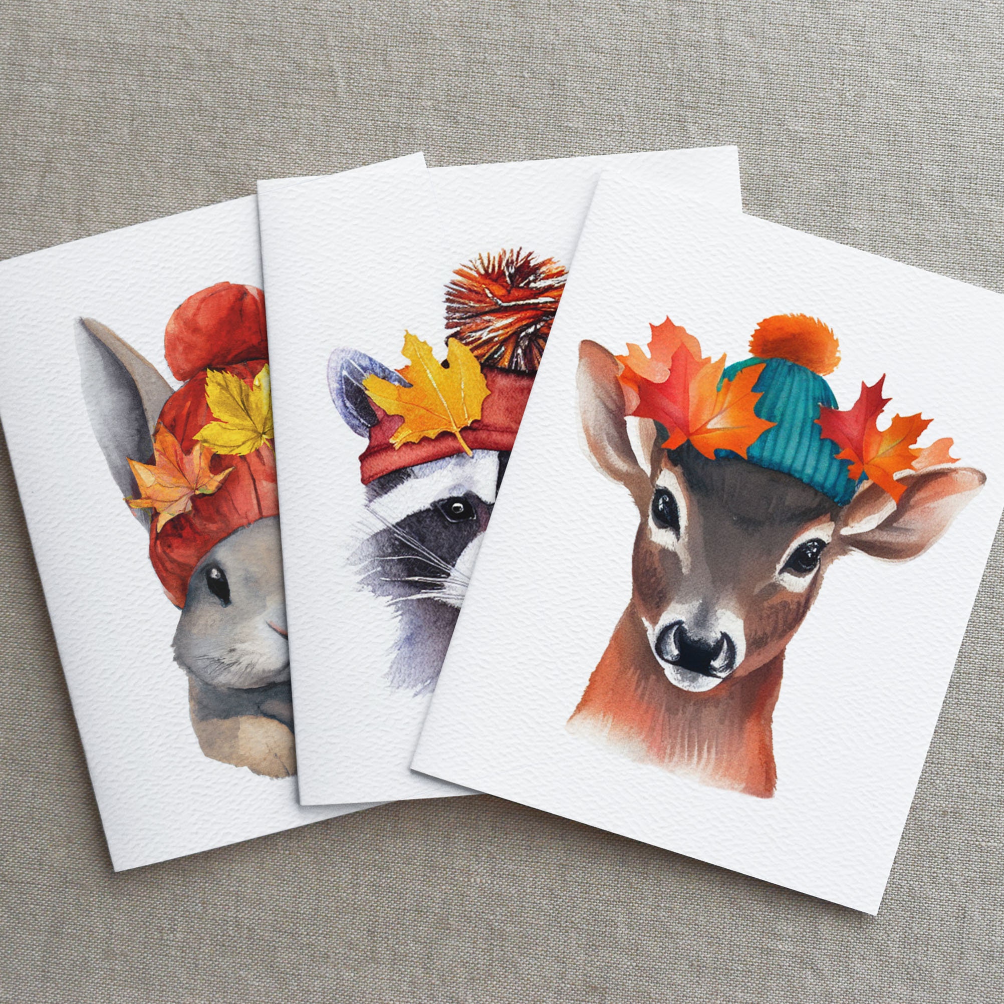 Autumn Animals Card Set Fall Card Pack Blank Inside - Etsy