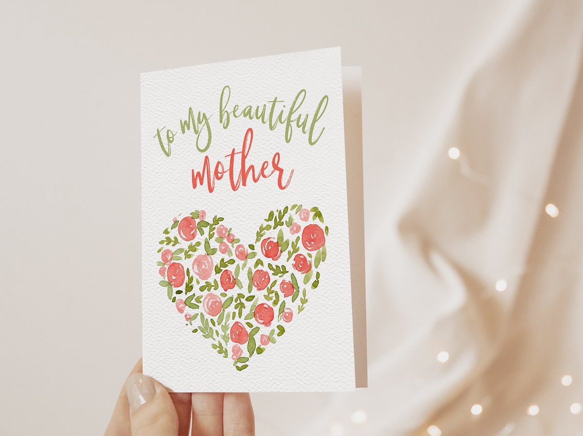 To My Beautiful Mother Floral Card for Mom Mother's | Etsy