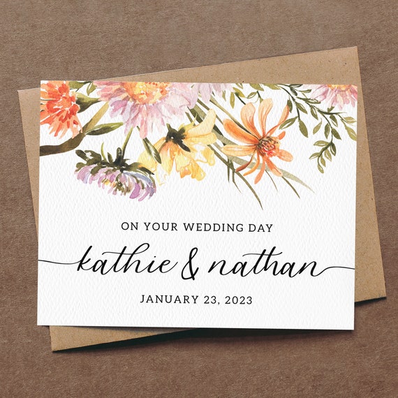 Personalized Wedding Card Rustic Wildflowers Custom | Etsy