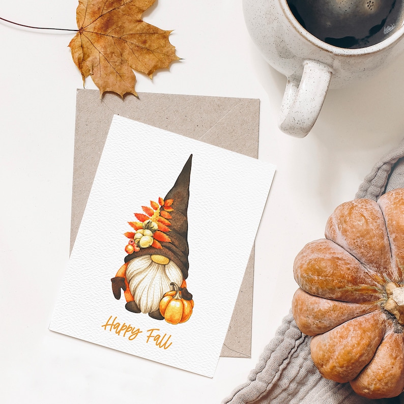 Personalized Fall Gnome Greeting Cards Your Custom Text - Etsy