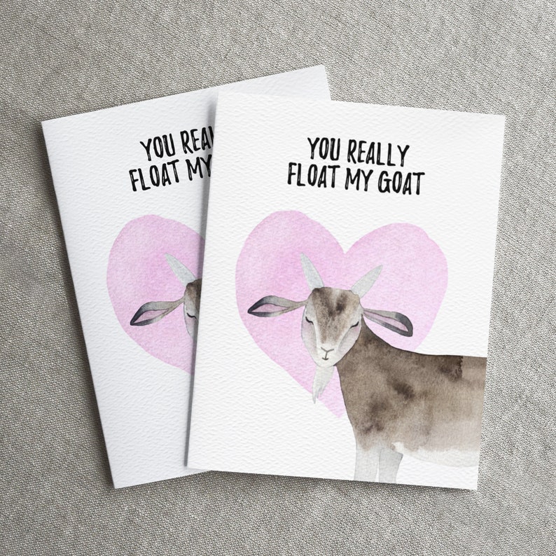 Funny Valentine's Day Card Goat Card You Really Float - Etsy
