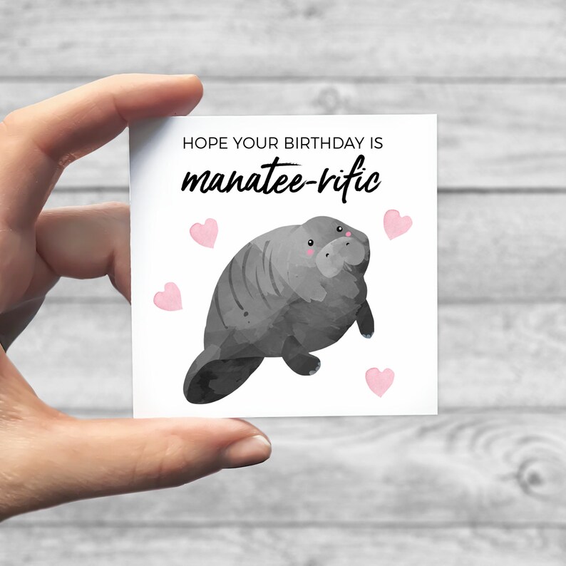 MINI CARD Manatee Birthday manatee pun funny birthday | Etsy