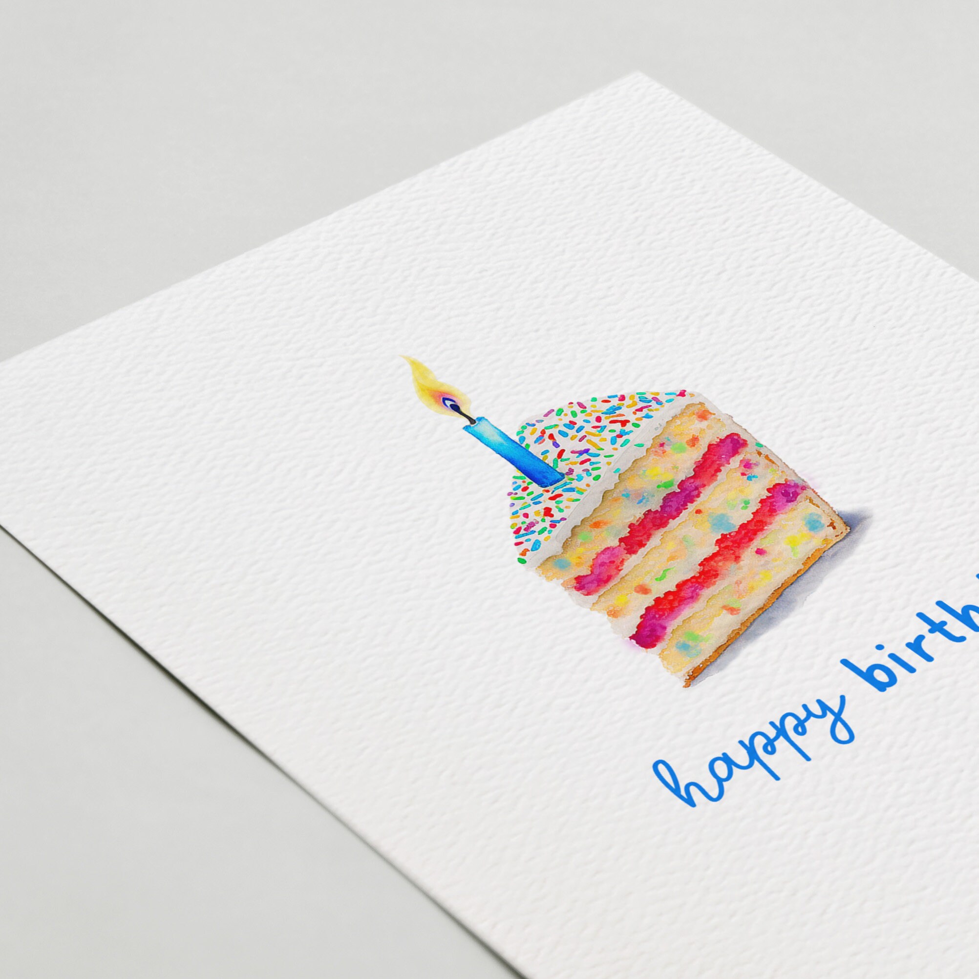 Confetti Cake Birthday Card Happy Birthday Card Simple - Etsy