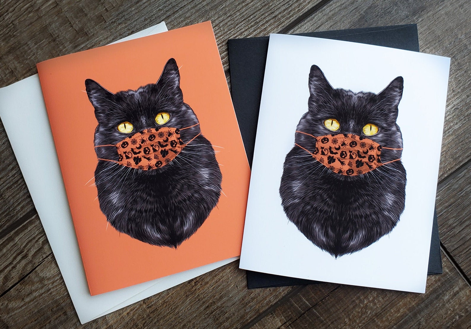 Card or Card Pack Cat Halloween Cards 2021 Social Distance - Etsy