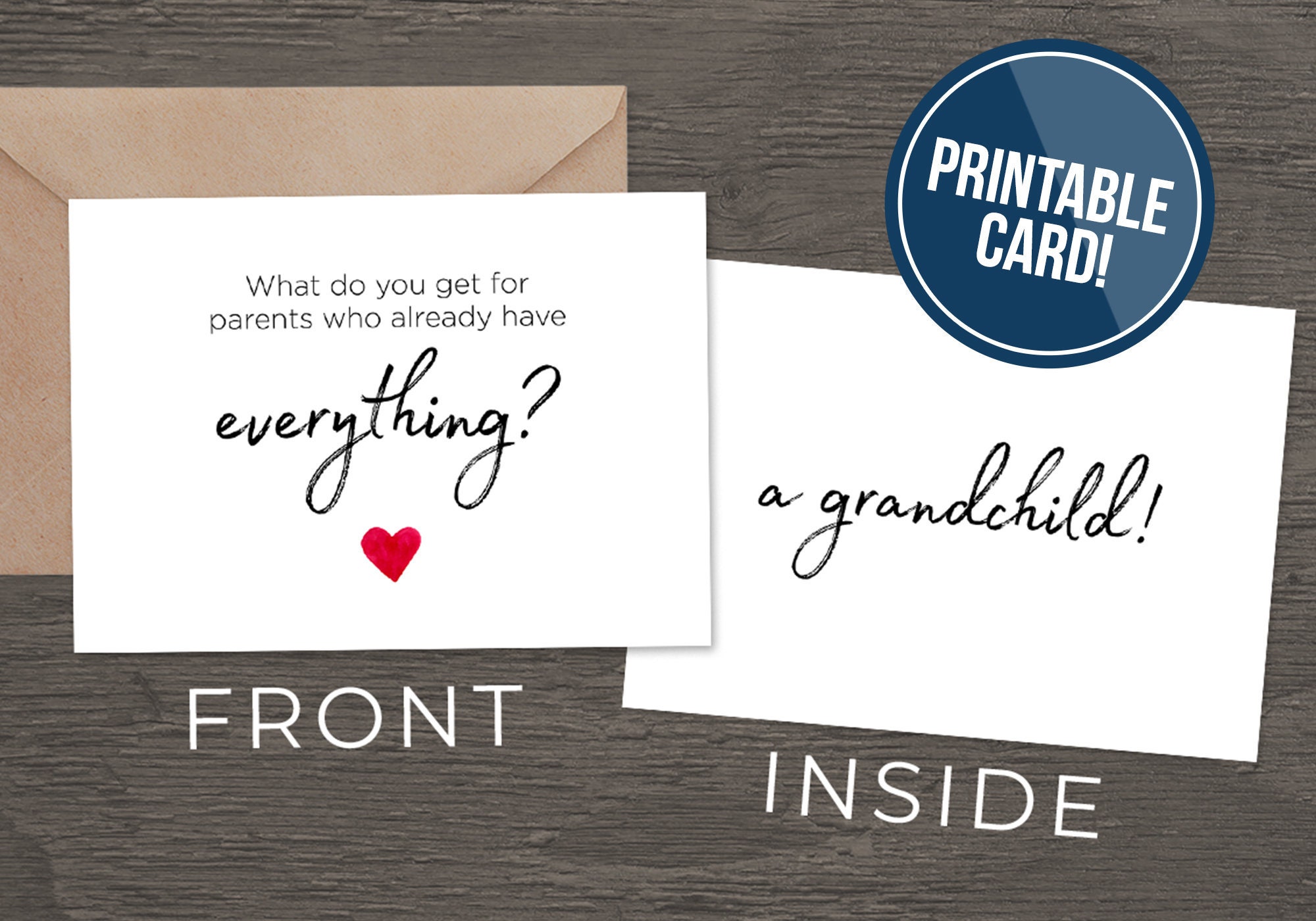 PRINTABLE Pregnancy Announcement Card to Parents PRINTABLE | Etsy