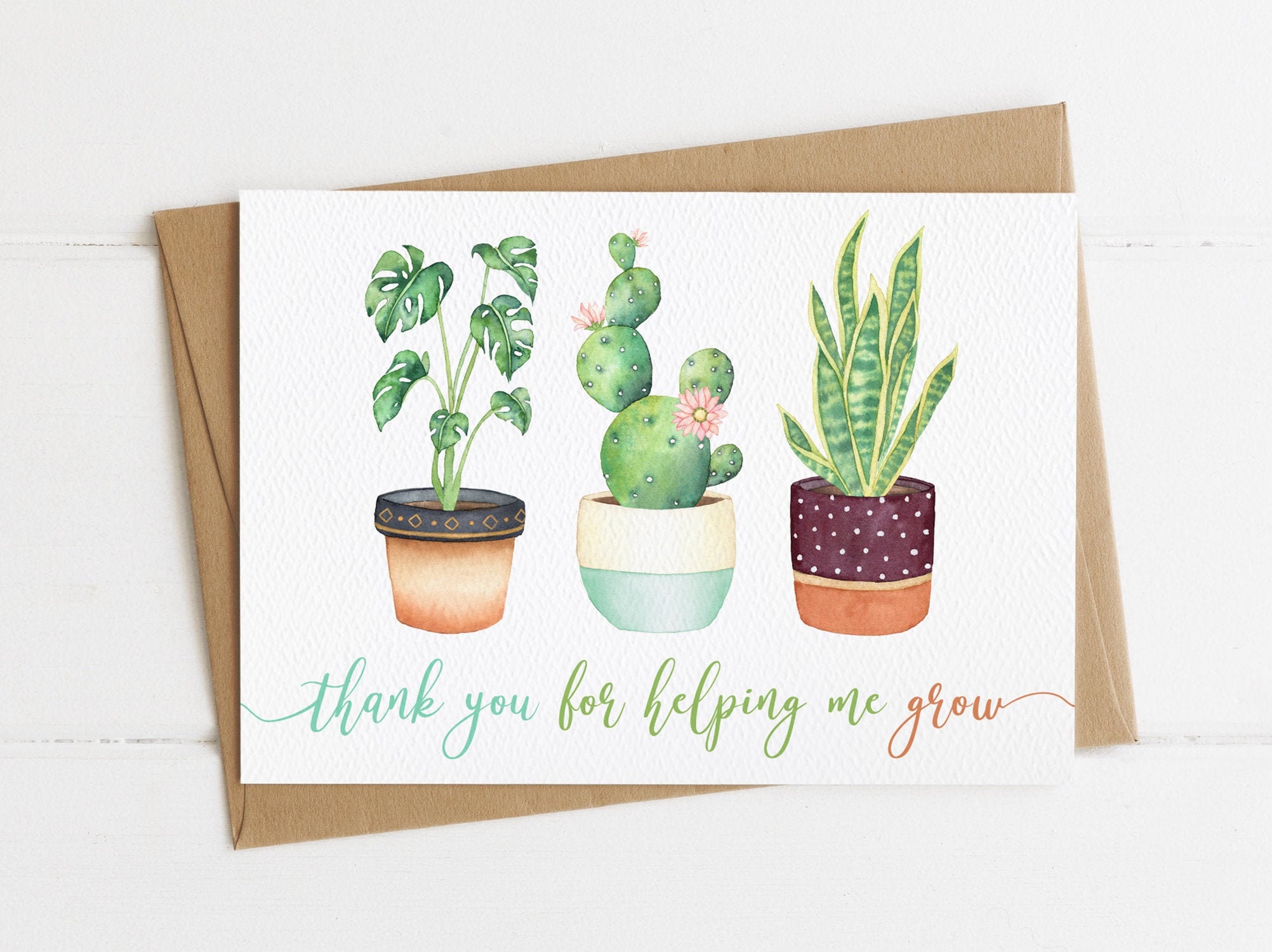 Thank You for Helping Me Grow Plant Thank You Card Eco - Etsy