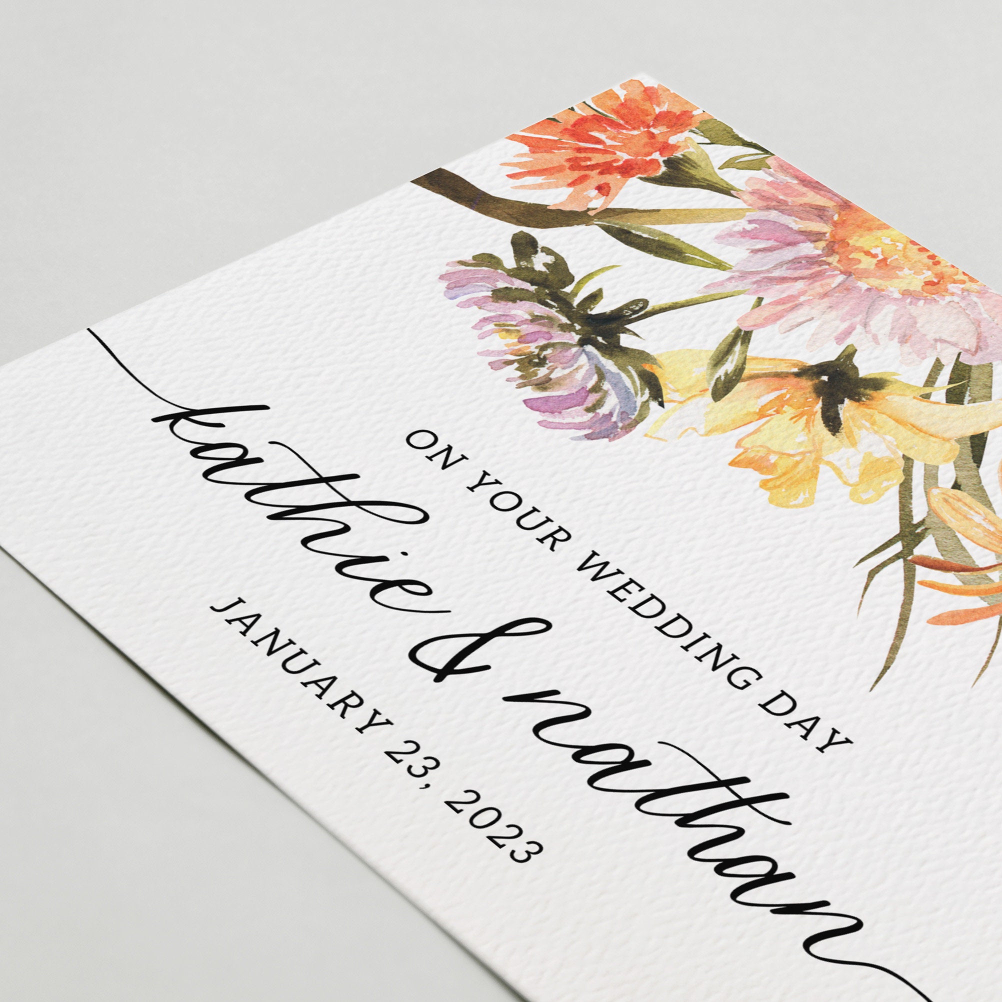 Personalized Wedding Card Rustic Wildflowers Custom | Etsy