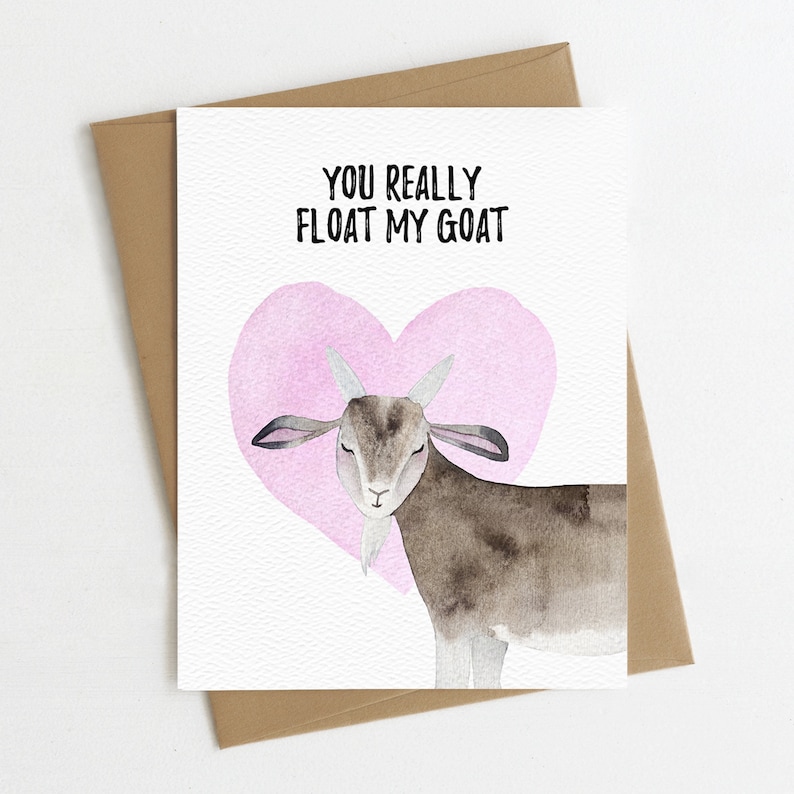 Funny Valentine's Day Card Goat Card You Really Float - Etsy