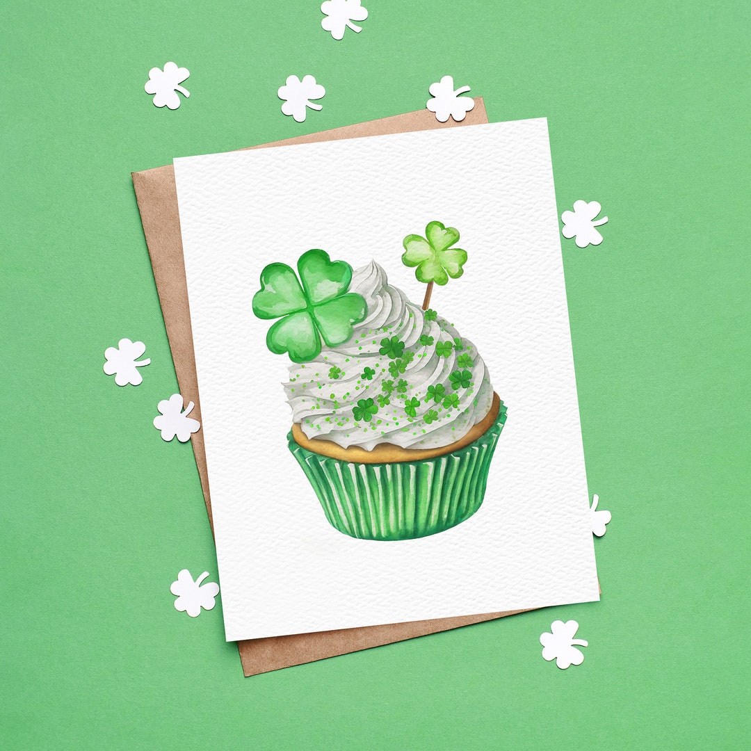 St Patrick's Day Card St. Patricks Day Cupcake Card Blank Inside - Etsy