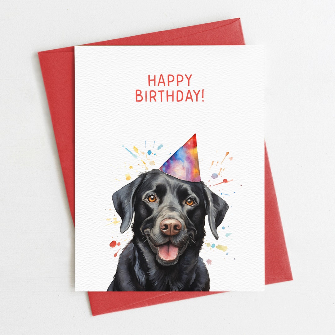 Black Lab Birthday Card | Happy Birthday Card | Dog Birthday Card ...