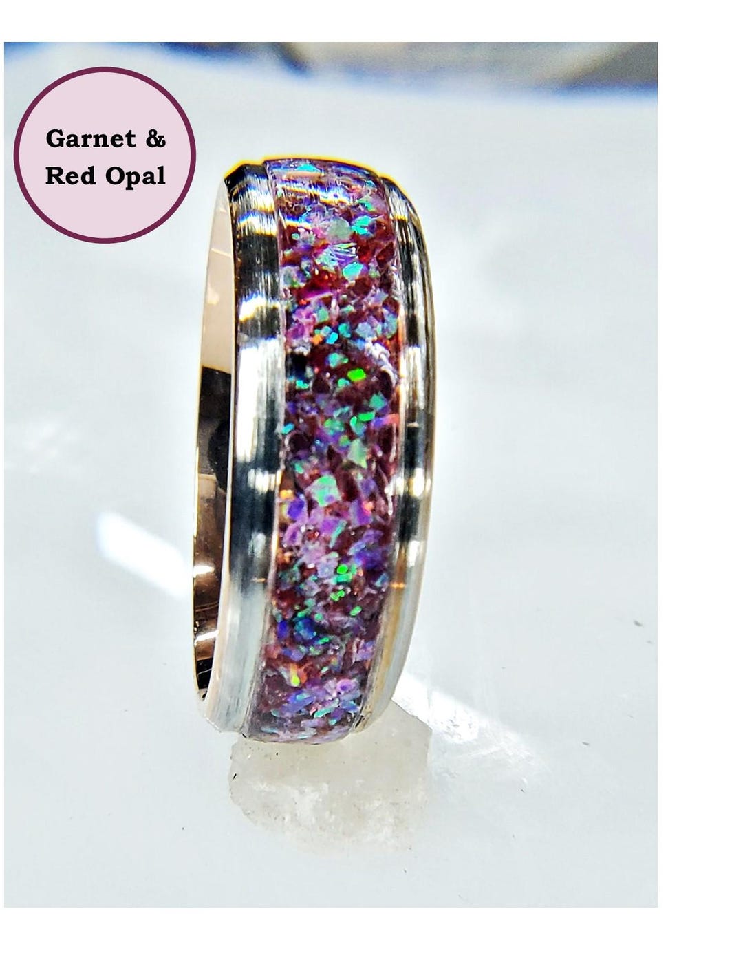 Red Opal & Red Garnet "twilight" Ring Wedding Ring Wedding Band Promise ...