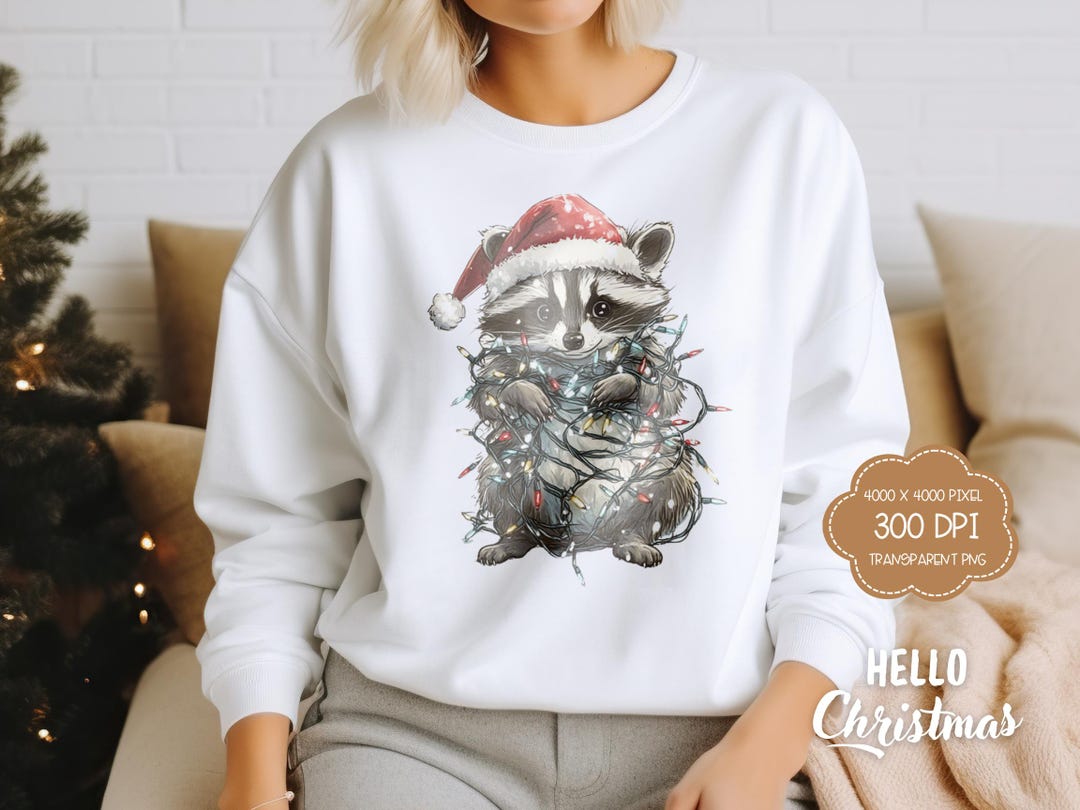Raccoon Christmas, Christmas PNG Design, Christmas Light, Tangled ...