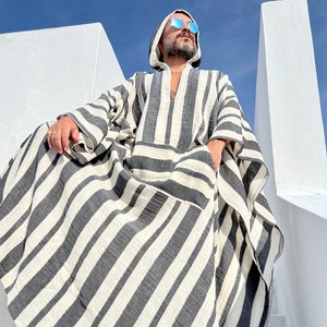 Mens Muslin Cotton Kaftan With HOOD / Muslin Fabric Authentic CAFTAN for Men / Greek Style ...